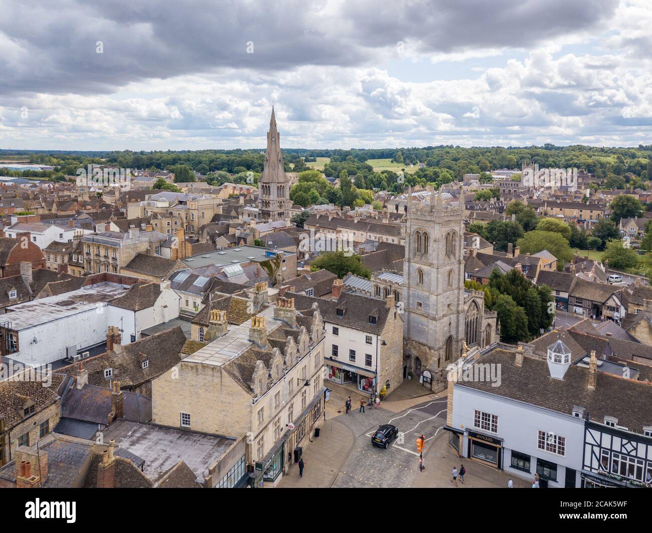 Aerial photography of the town centre of Stamford, Lincolnshire, UK ...