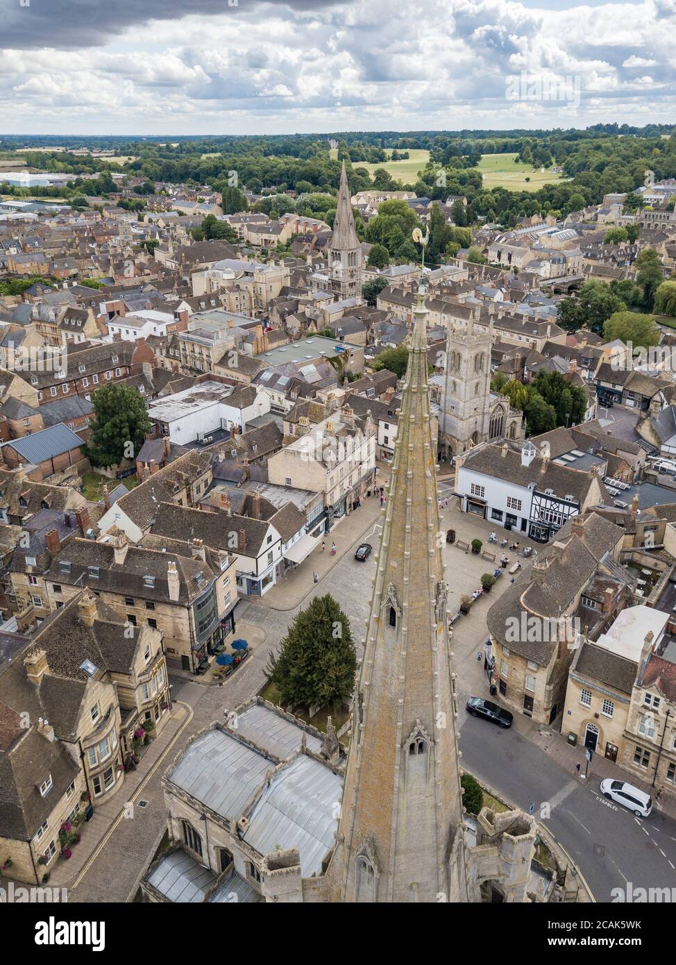 Aerial photography of the town centre of Stamford, Lincolnshire, UK ...