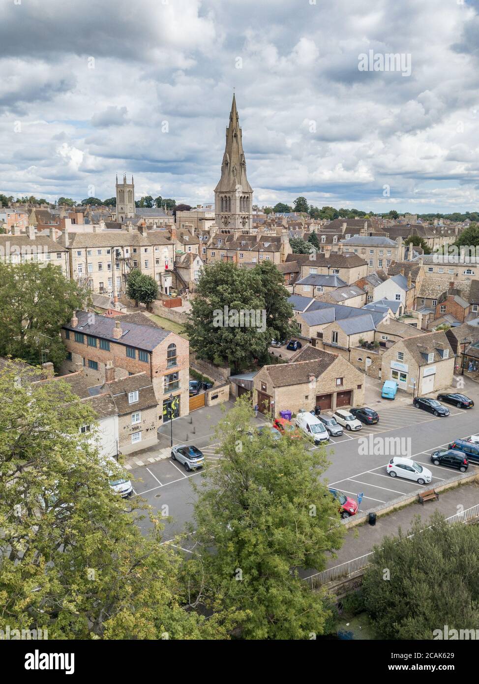 Aerial photography of the town centre of Stamford, Lincolnshire, UK ...