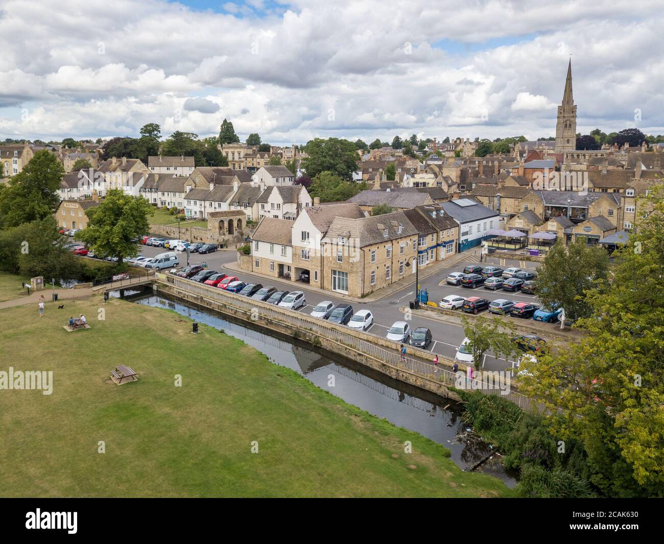 An aerial photograph of the picturesque town of Stamford, Lincolnshire ...
