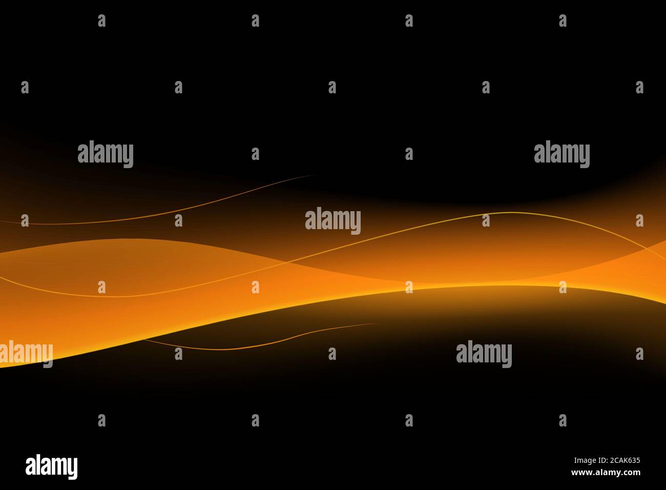 Illustration of orange light wavy lines on a black background Stock ...
