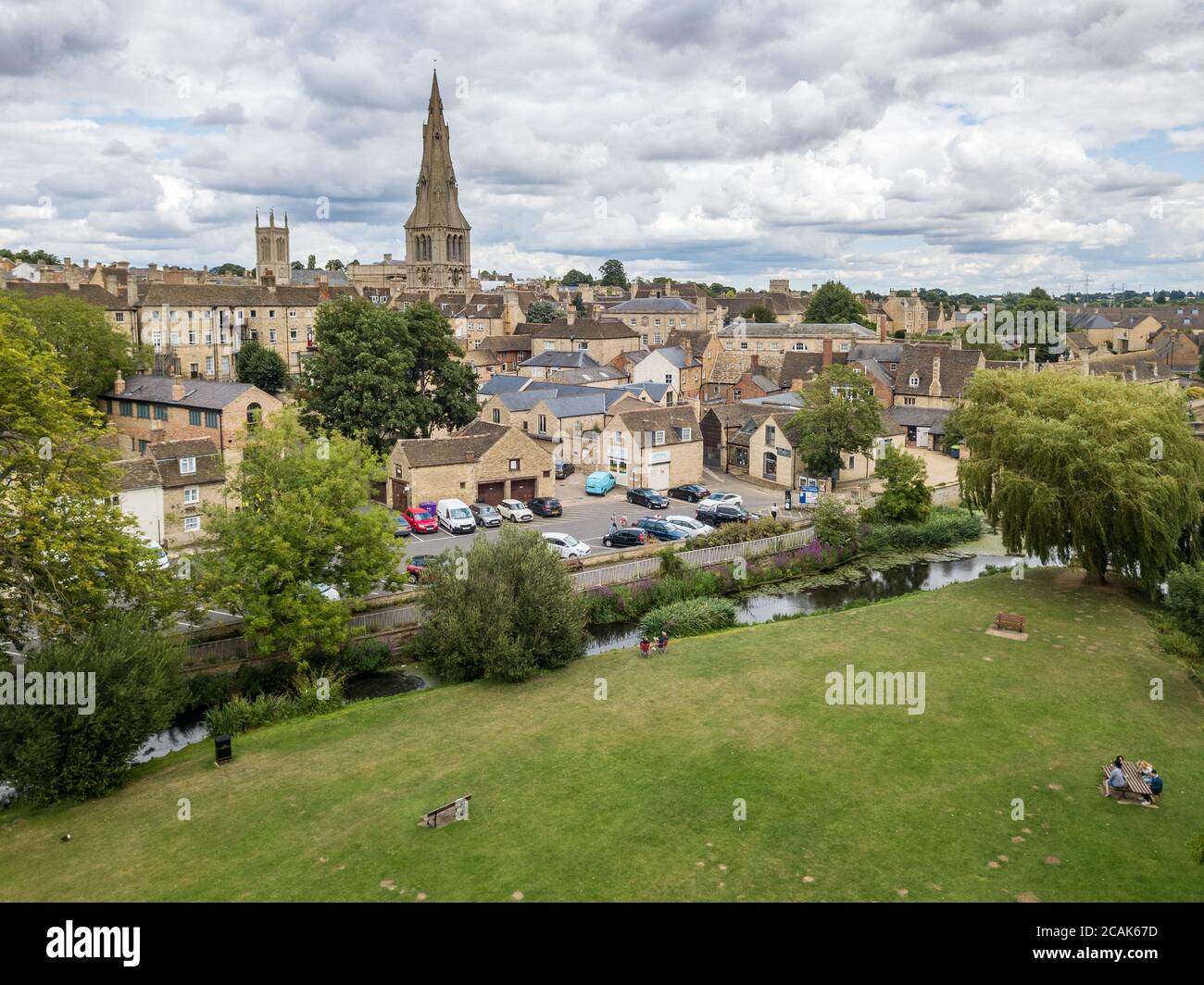 An aerial photograph of the picturesque town of Stamford, Lincolnshire ...