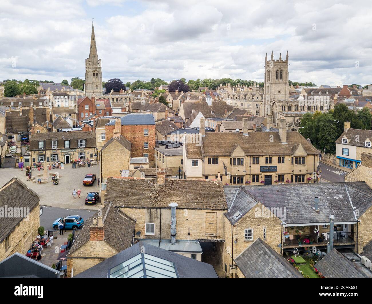 Aerial photography of the town centre of Stamford, Lincolnshire, UK ...