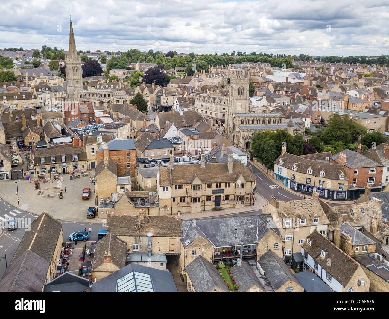 Aerial photography of the town centre of Stamford, Lincolnshire, UK ...