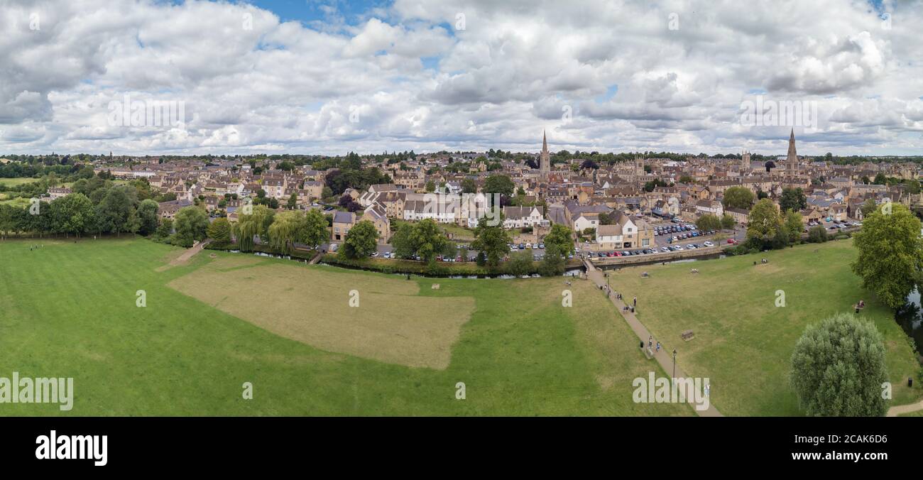 An aerial photograph of the picturesque town of Stamford, Lincolnshire ...