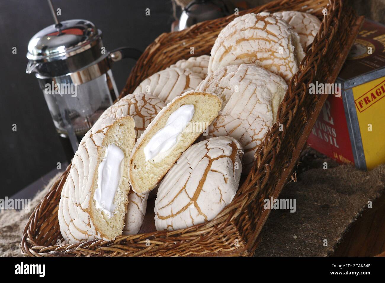 Delicious Mexican sweet bread in the basket Stock Photo - Alamy