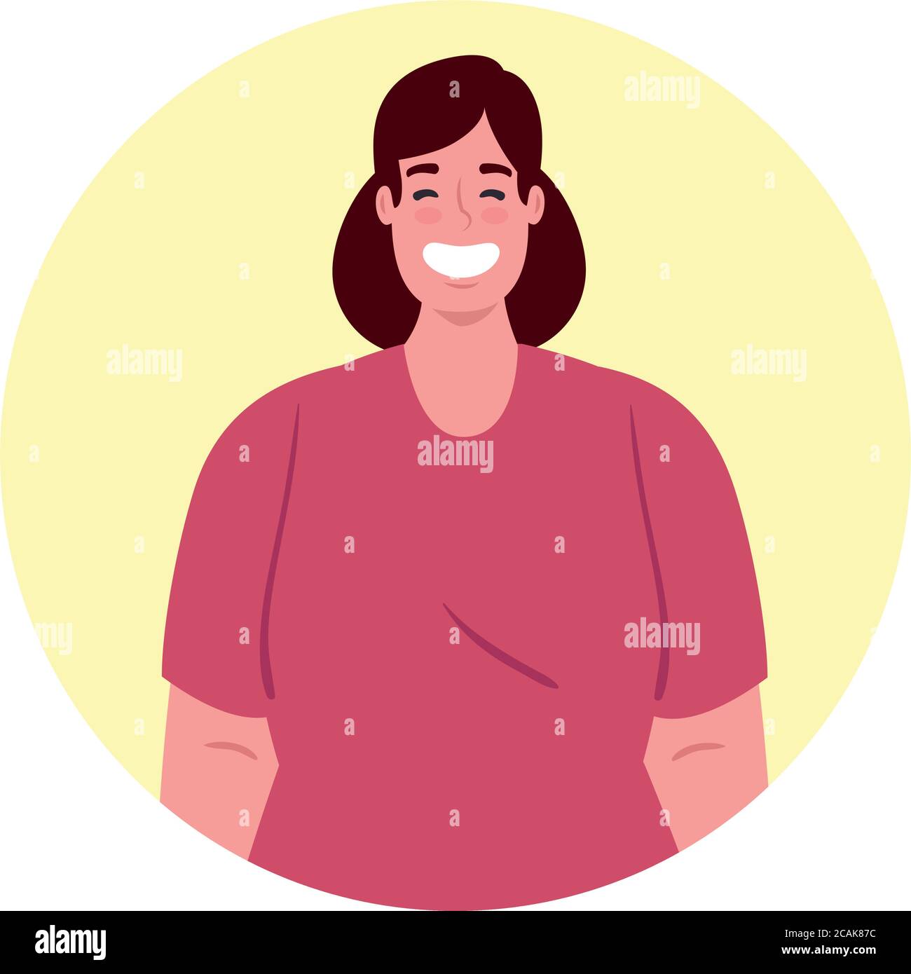 young woman in circle frame, on white background Stock Vector Image ...