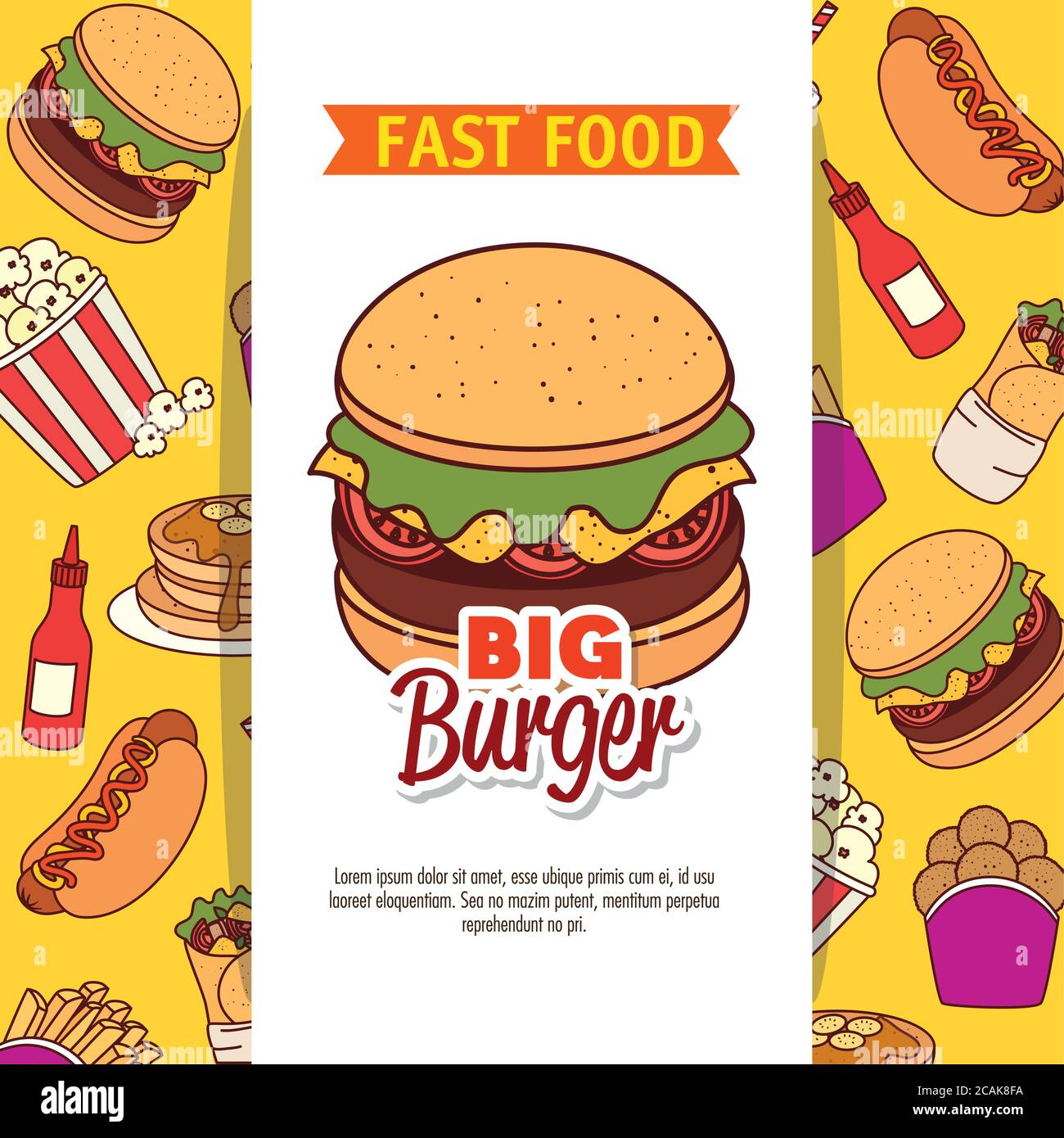 fast food poster, with delicious big burger Stock Vector Image & Art ...