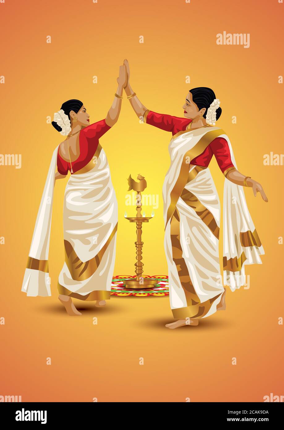 Thiruvathira,a traditional dance from Kerala. vector illustration Stock Vector Image & Art - Alamy