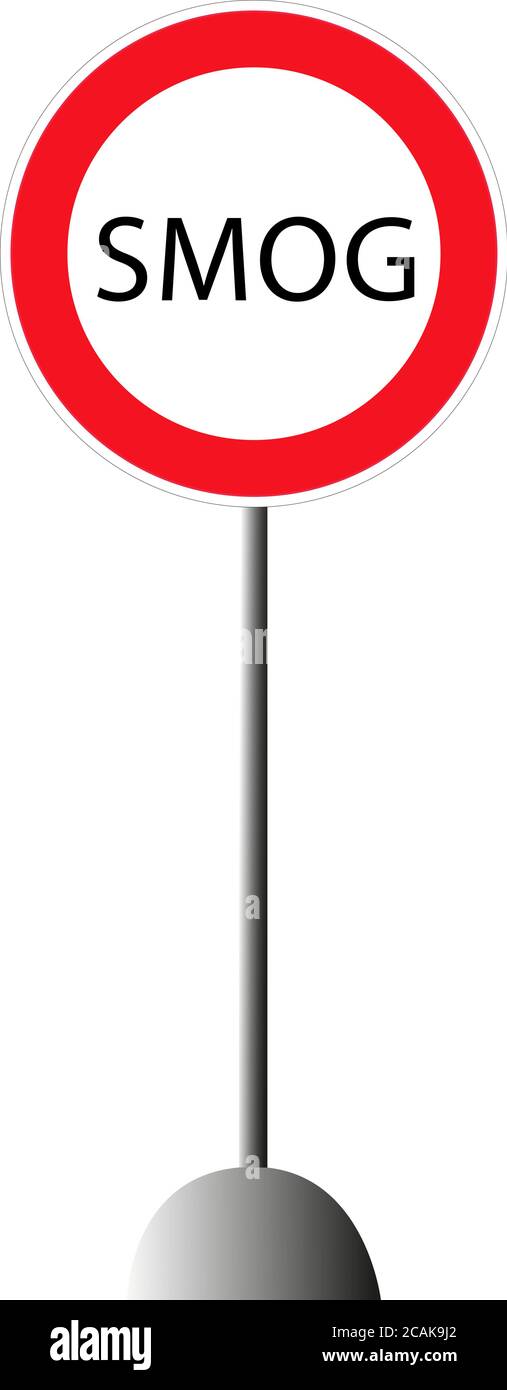 Another ban, smog, road sign, vector icon. Black text at red round with ...