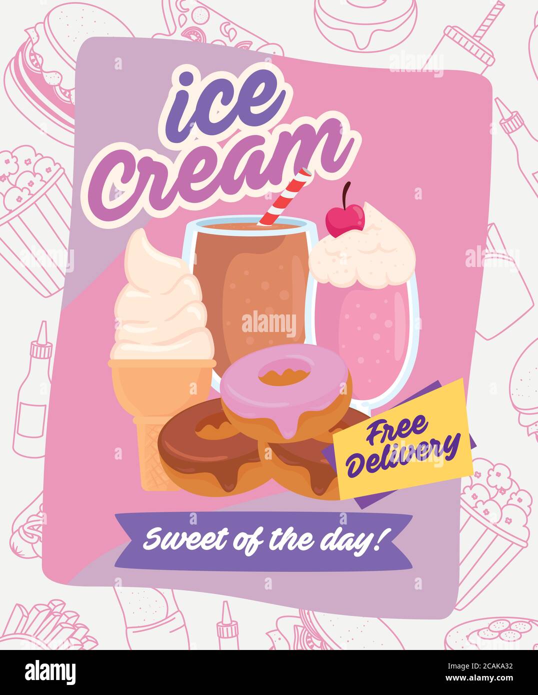 poster of ice cream and delicious sweet food Stock Vector Image & Art ...