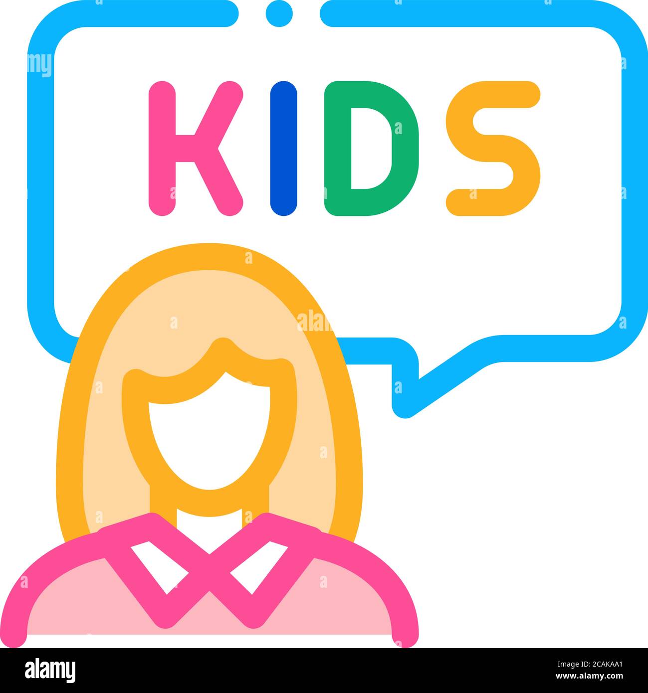 preschool education teacher icon vector outline illustration Stock ...