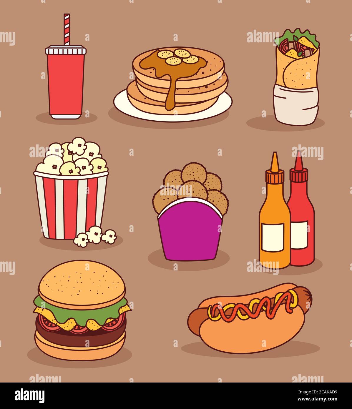 set of icons, delicious fast food Stock Vector Image & Art - Alamy