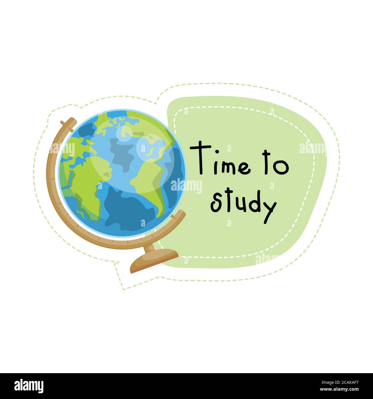Back to School cartoon globe time to study sticker, vector illustration ...