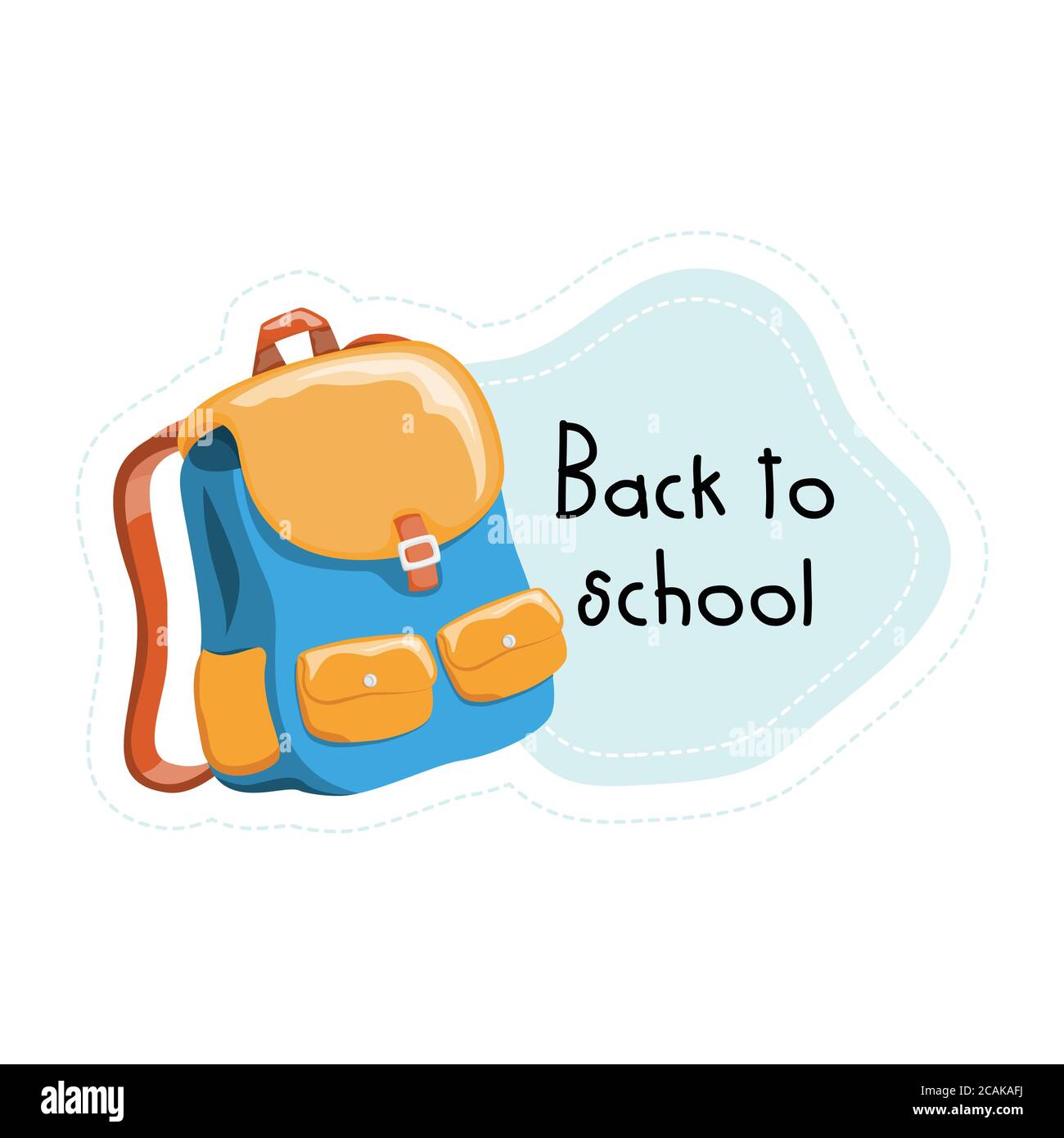 Back to School cartoon backpack sticker, vector illustration Stock ...