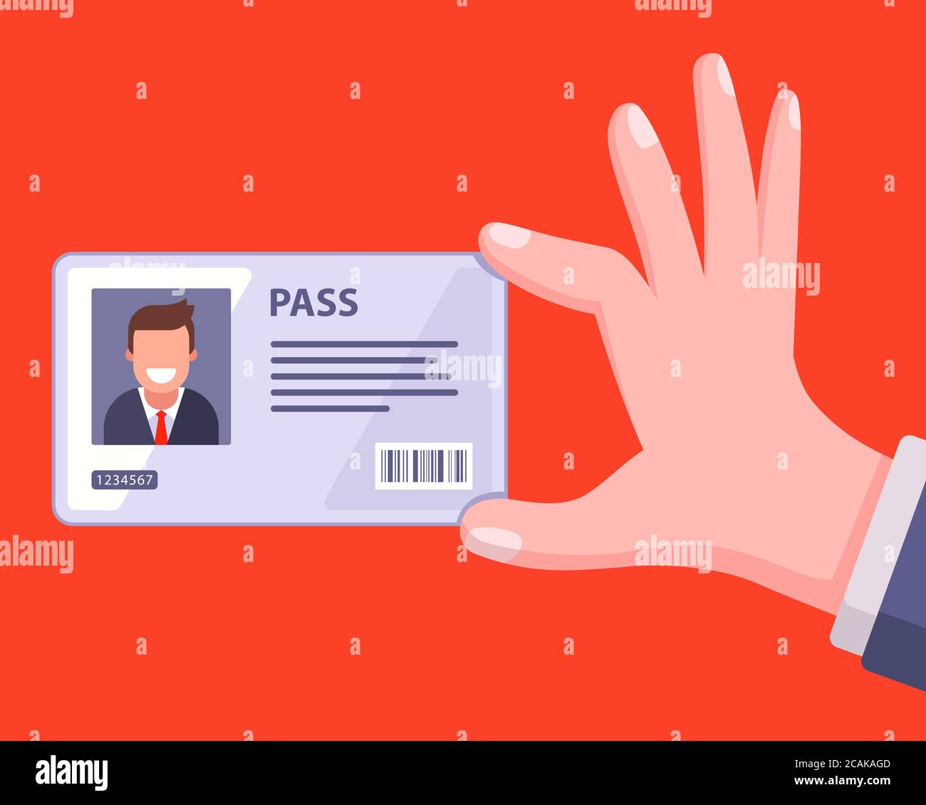 personal key card for the employee to enter the office. flat vector ...