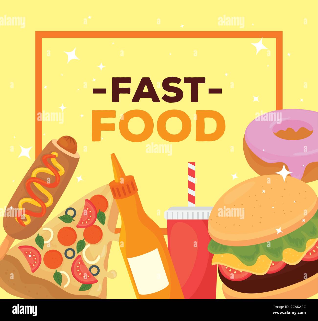 fast food poster, with set of delicious fast food Stock Vector Image ...