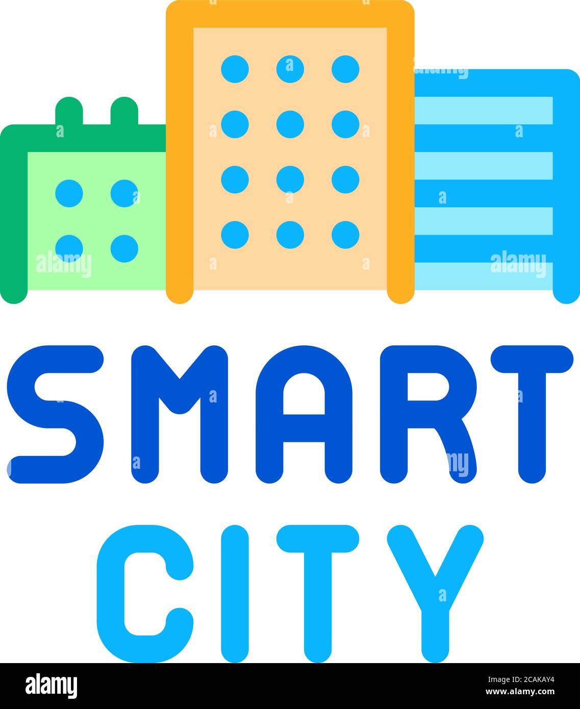 smart city buildings icon vector outline illustration Stock Vector ...
