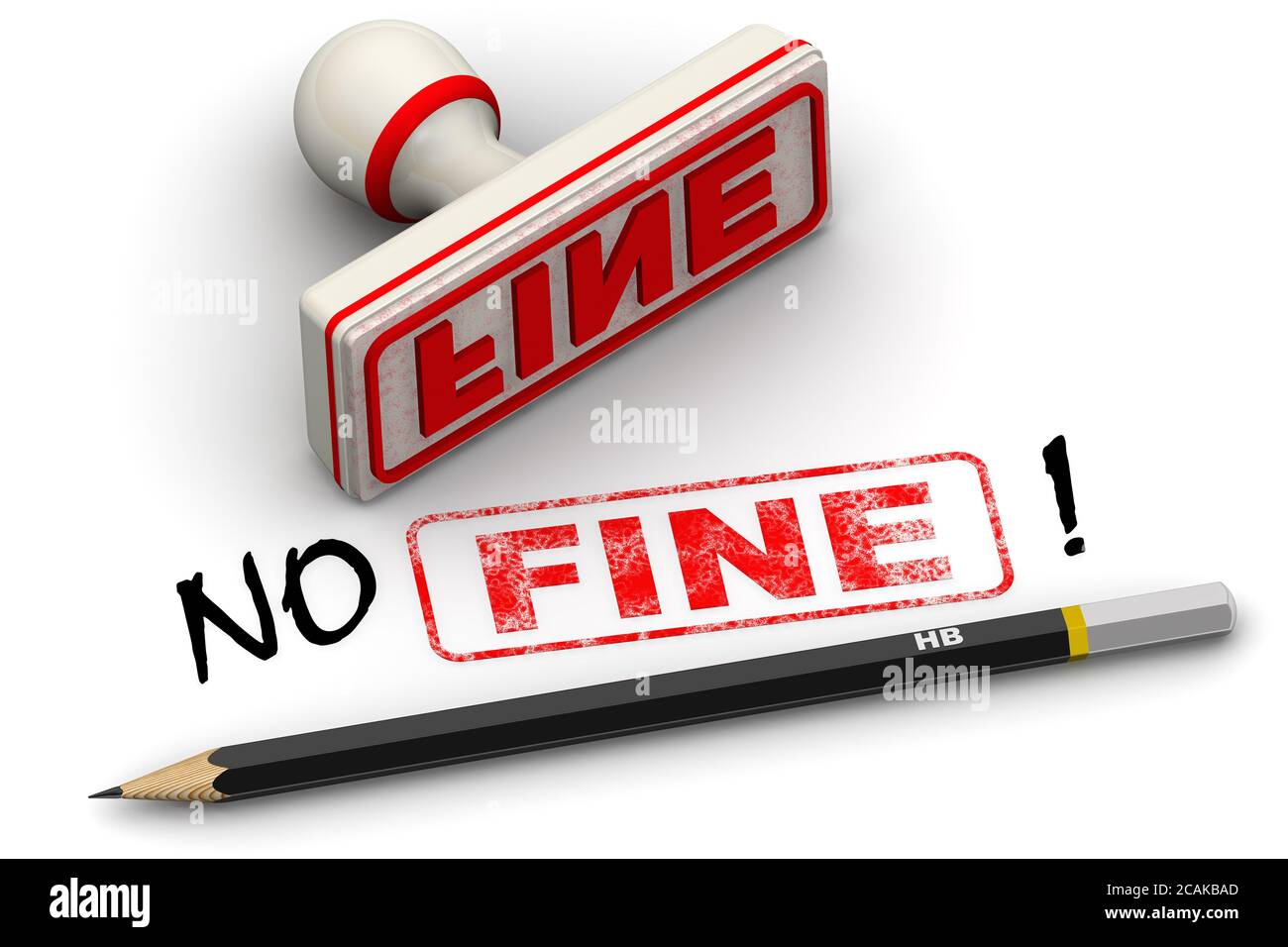 White seal and red imprint FINE corrected to NO FINE! on white surface ...