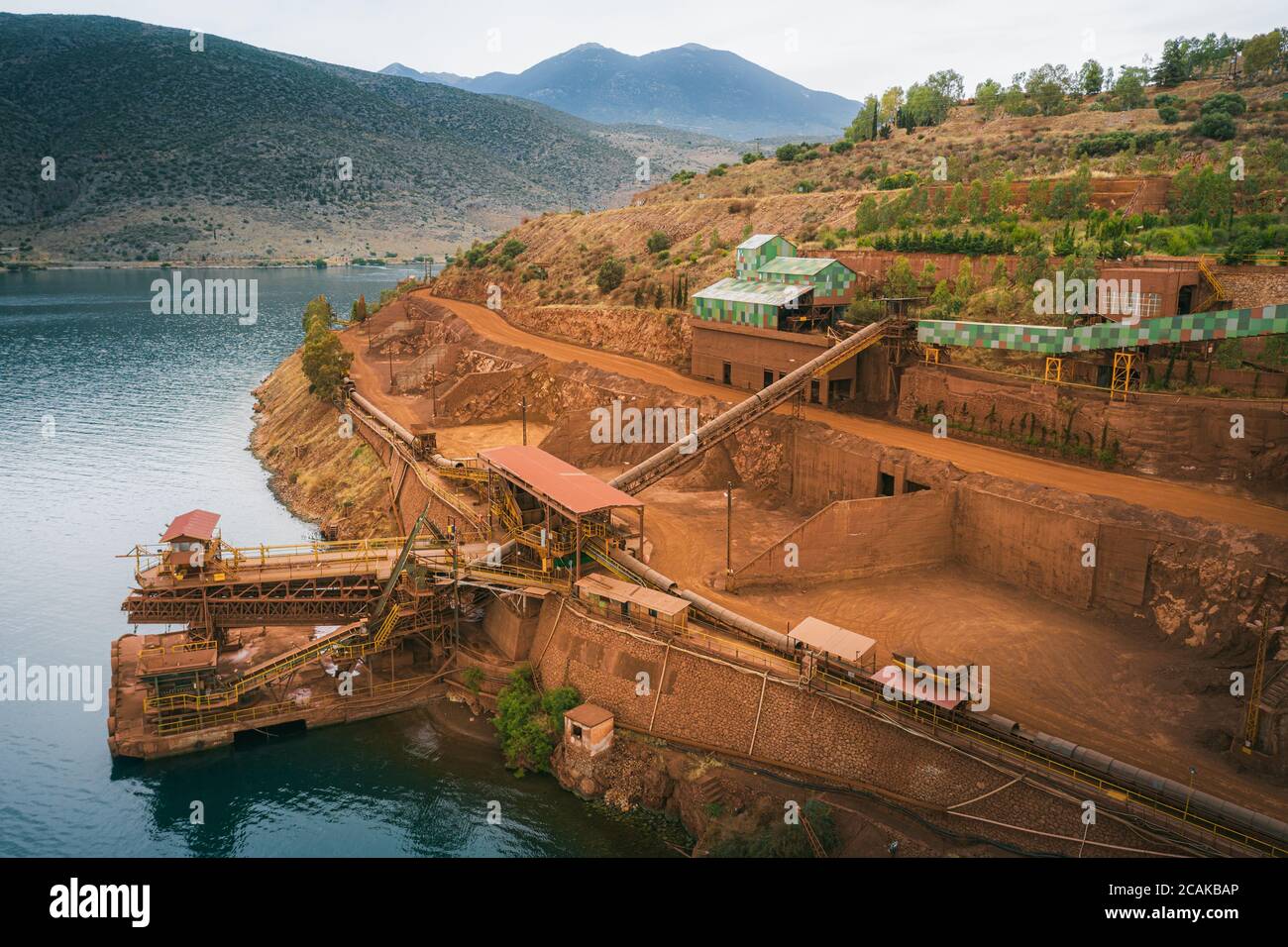 Aluminum Mining on the shore of Gulf of Corinth, Greece Stock Photo - Alamy