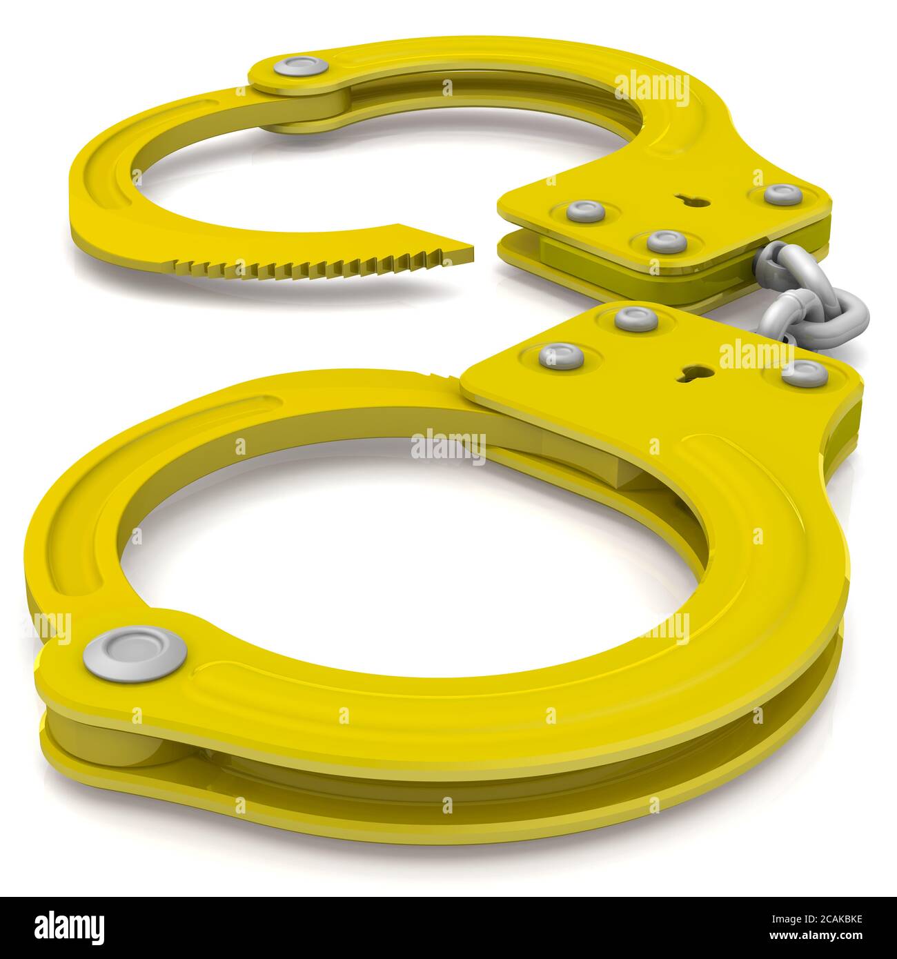 Golden handcuffs - isolated on white background. 3D illustration Stock ...