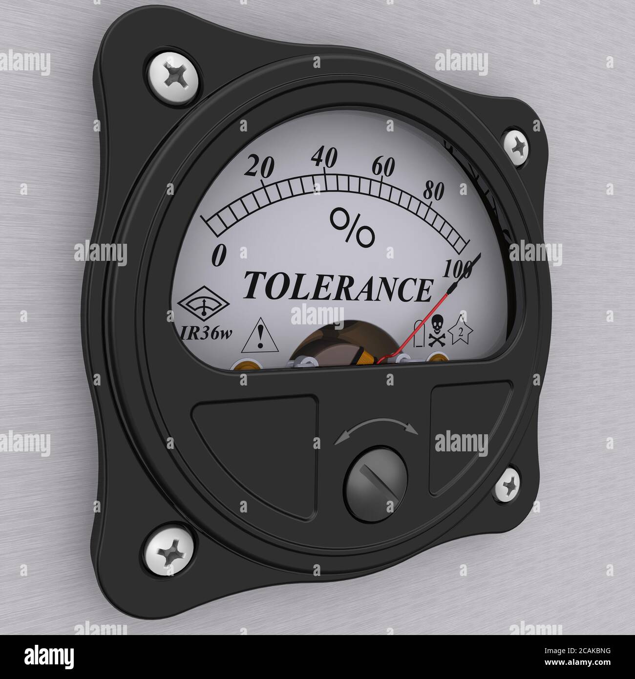 Indicator of tolerance. Analog indicator showing the level of tolerance ...