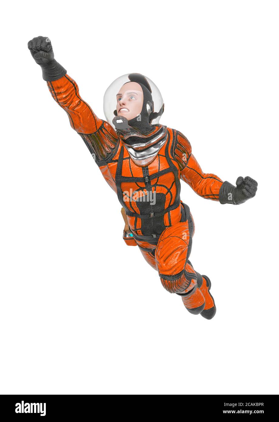 retro space astronaut is flying up very fast, 3d illustration Stock ...
