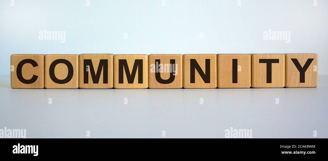 Concept word 'community' on cubes on a beautiful white background Stock ...