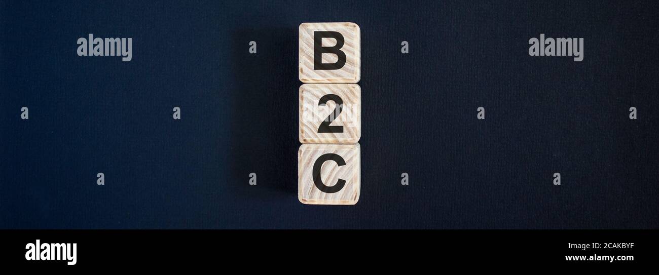 concept word B2C on cubes on a beautiful dark background Stock Photo ...
