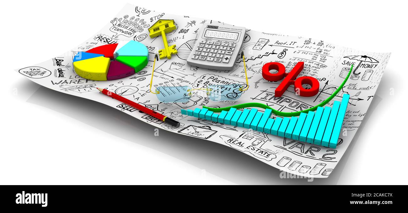 Charts. Business still life. Charts of change data indicators ...