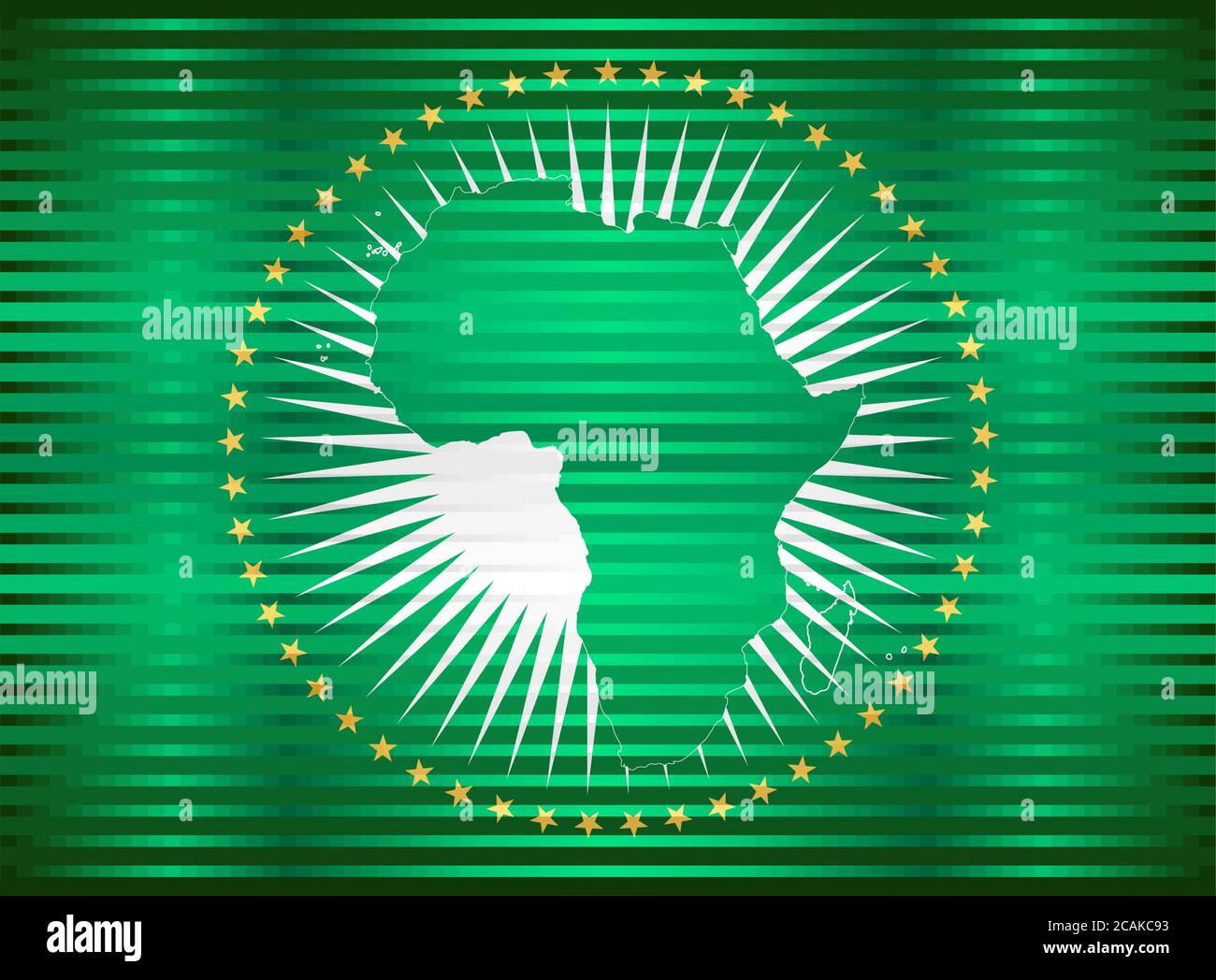 Shiny Flag of the African Union - Illustration, Three dimensional flag ...