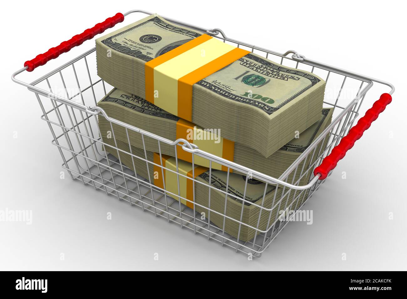 Currency purchase. Stack of packs of 100 dollar the US bills, tied with ...