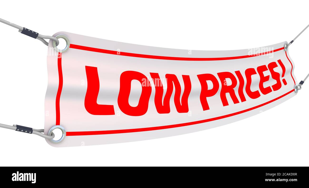 Low prices! The advertising banner. White advertising banner with red ...