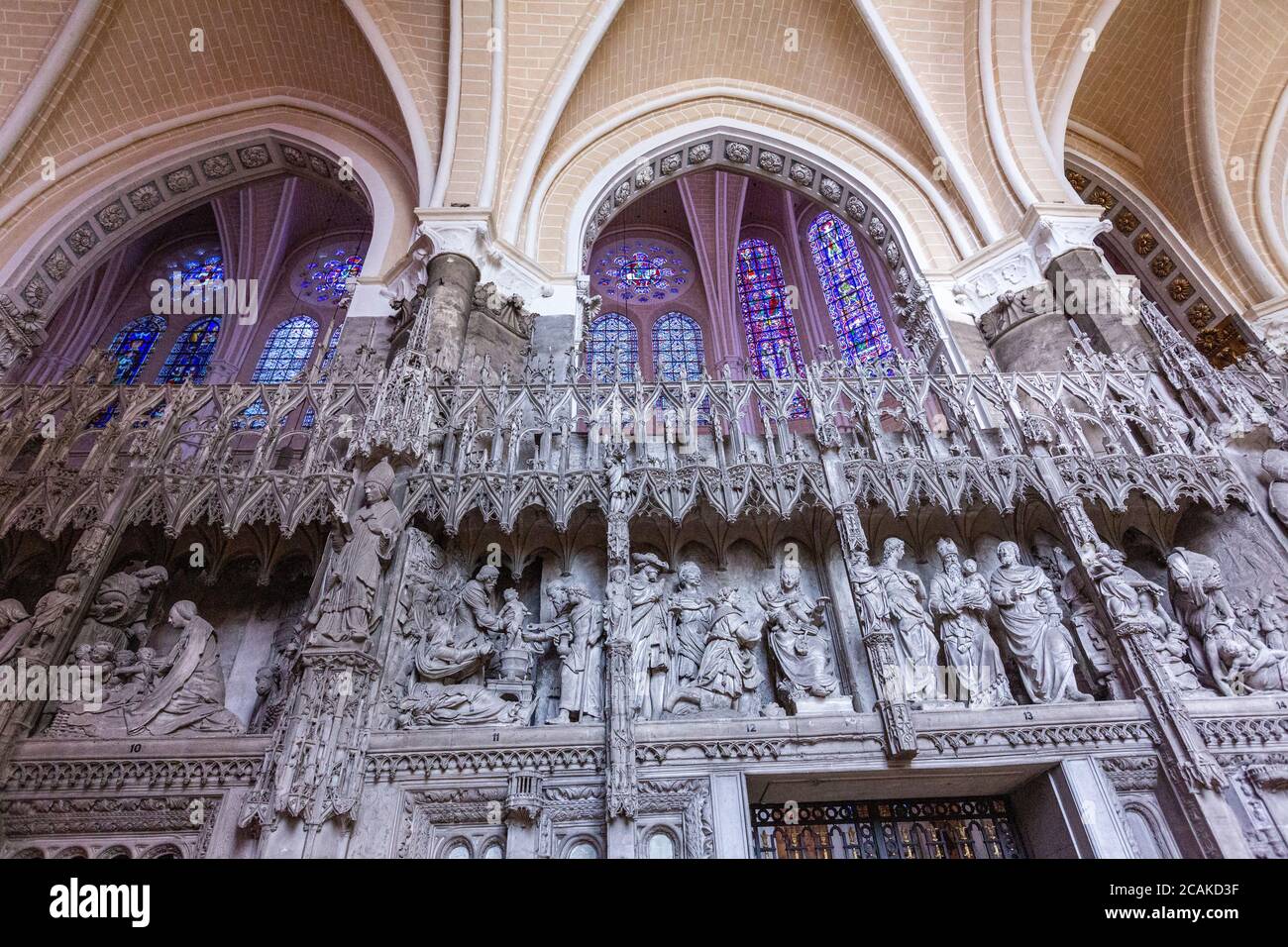 Choir wall , Cathedral of Our Lady of Chartres, Chartres, France Stock ...