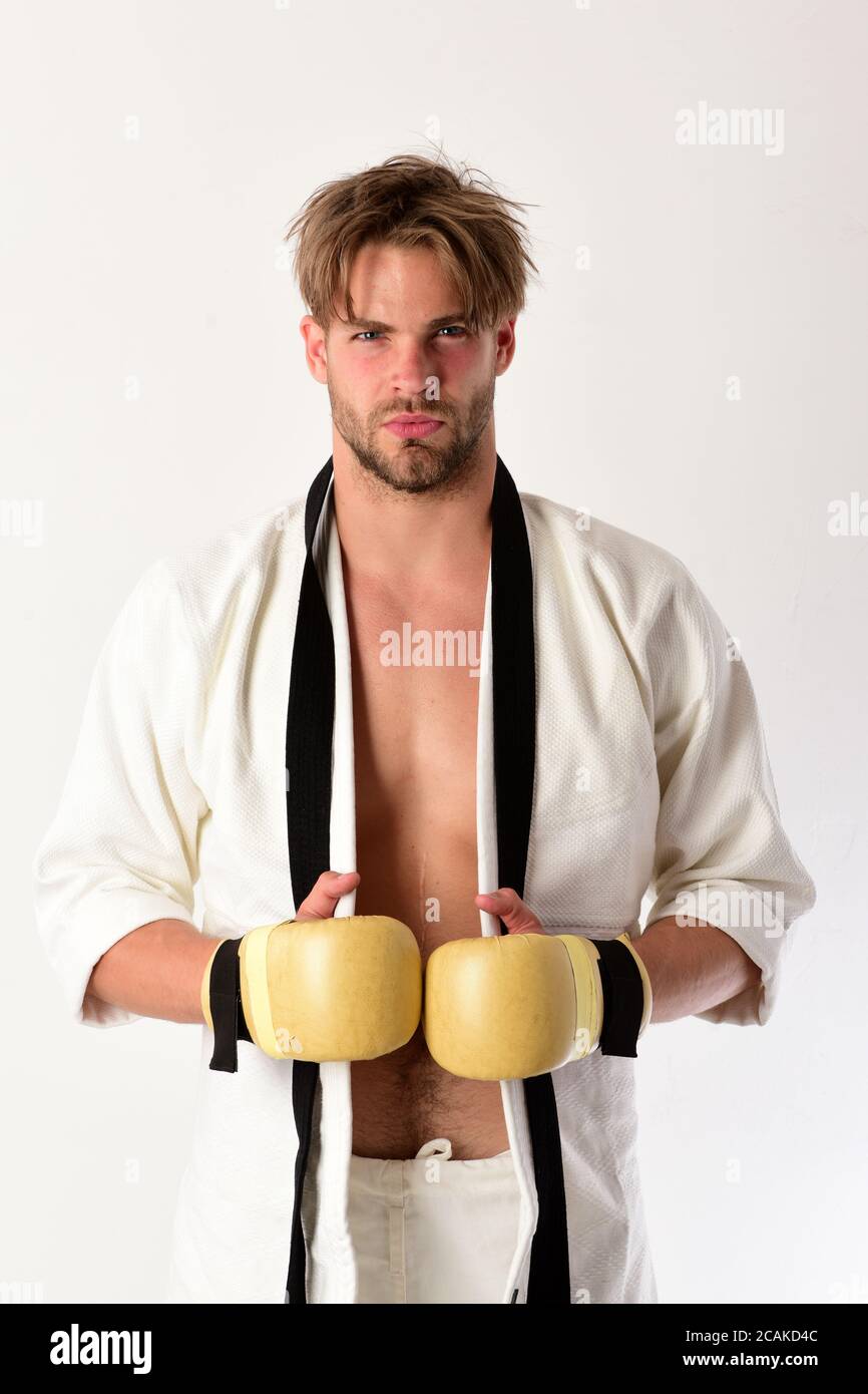 MMA fighter with strong body practices martial arts. Sports and combat ...