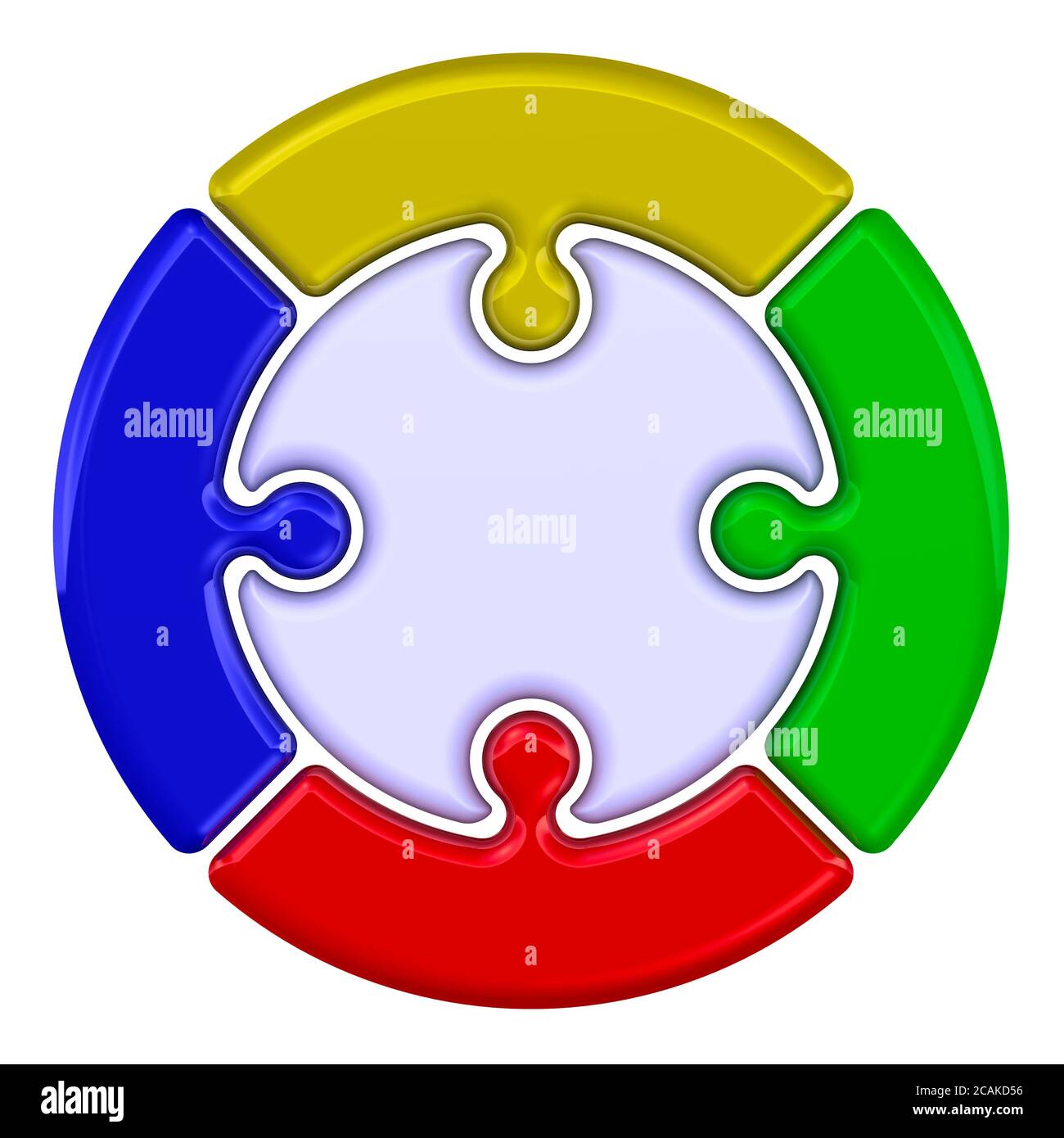 Blank check mark in the form of a puzzle in the shape of a circle. 3D ...