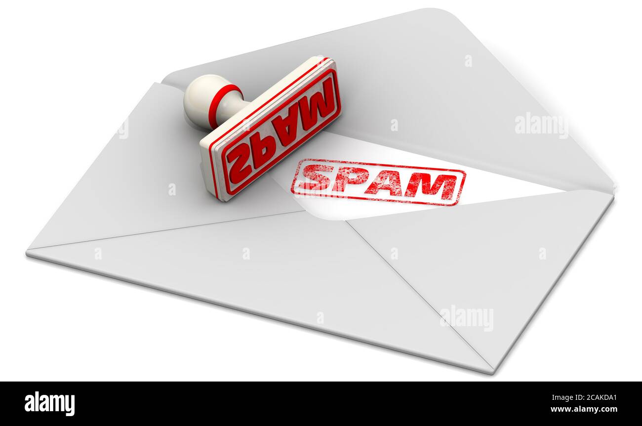SPAM. White stamp and red imprint SPAM (Seriously Pissing-off ...