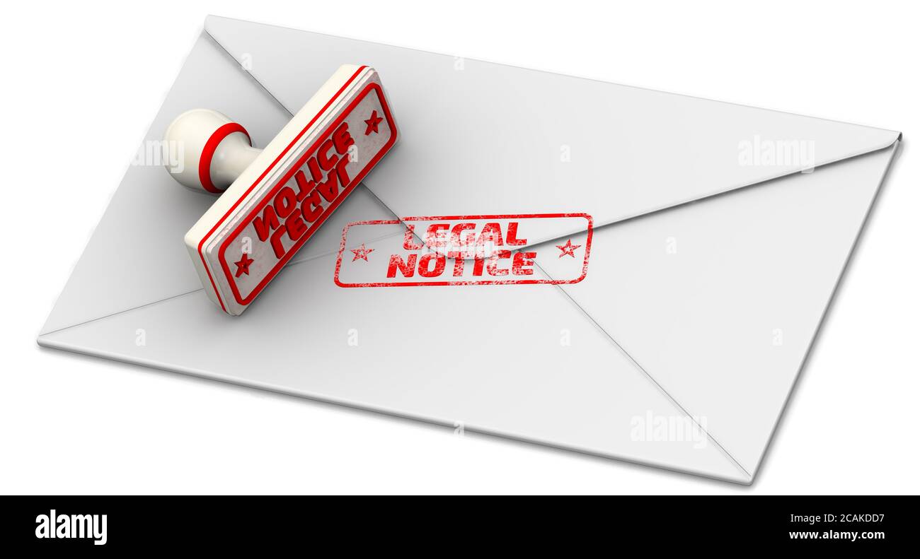 White seal and red imprint LEGAL NOTICE on the closed postal envelope ...