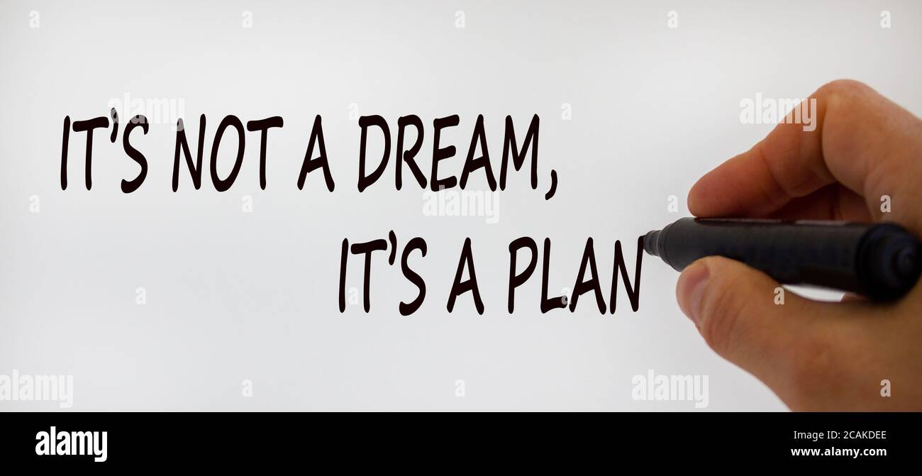 Hand writing 'it's not a dream, it's a plan', isolated on beautiful ...