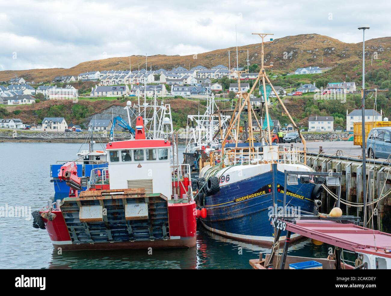 Mallaig, Scotland - 04 October, 2019. Fishing boats in the port Mallaig ...