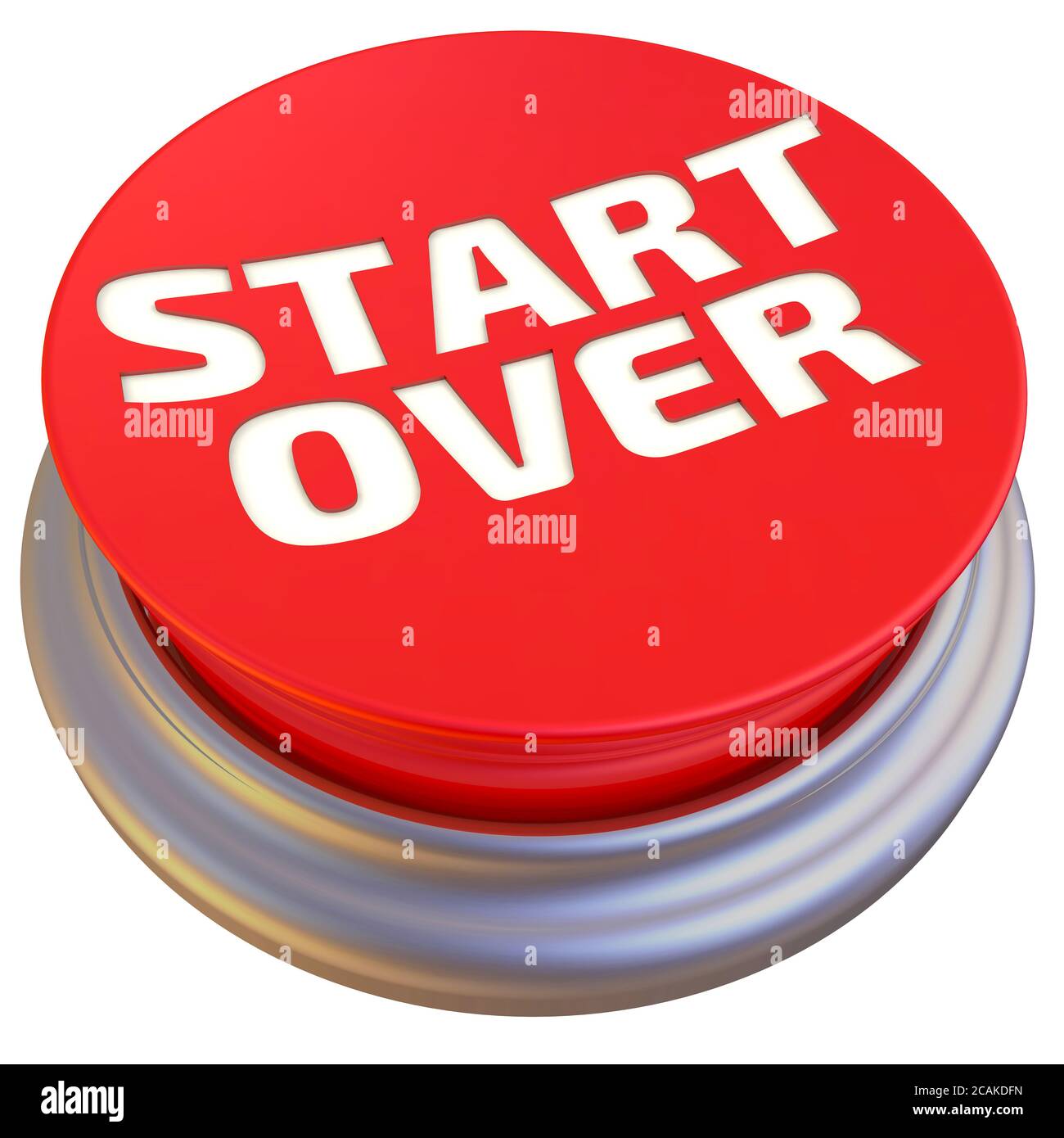 Button with the word START OVER. Round red button with text START OVER ...