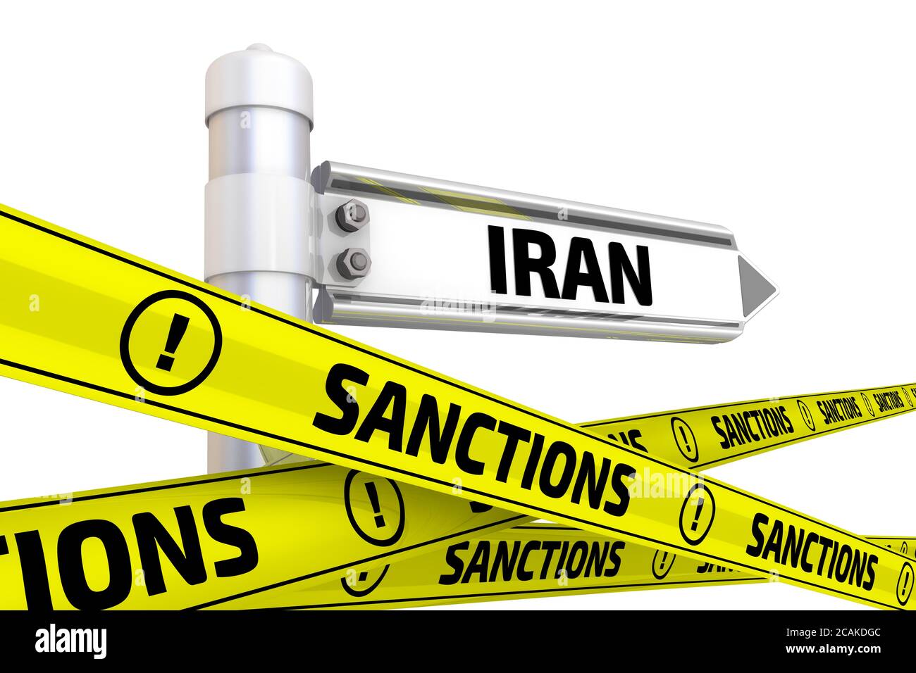 Sanctions against Iran. Street sign with the word Iran and yellow ...