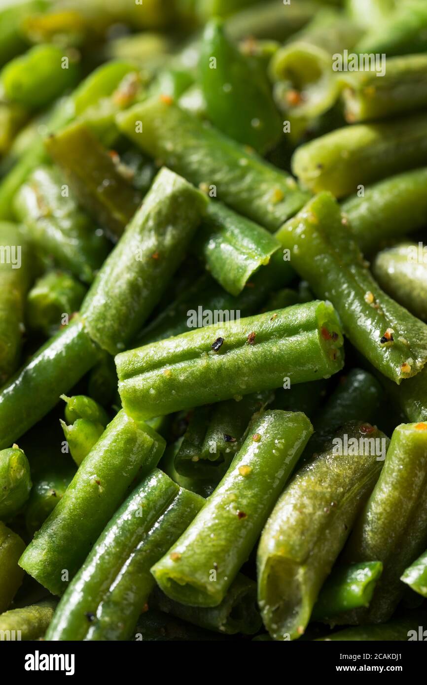 Homemade Sauteed Cooked Green Beans with Garlic and Lemon Stock Photo ...