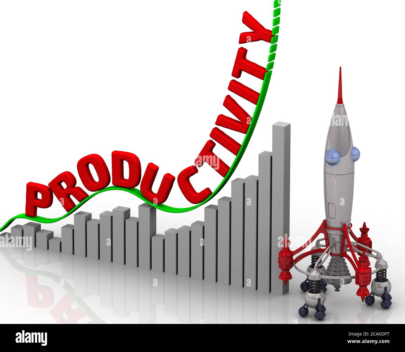 The graph of productivity growth. Graph of rapid growth with red word ...