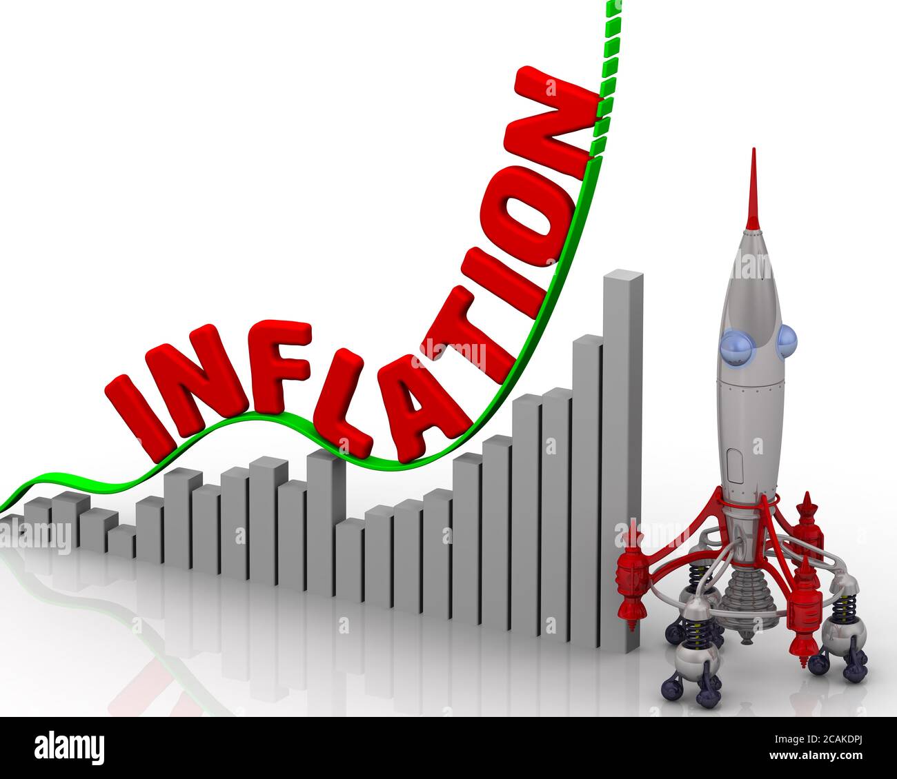 Graph of rapid growth with red word INFLATION (It's a general increase ...