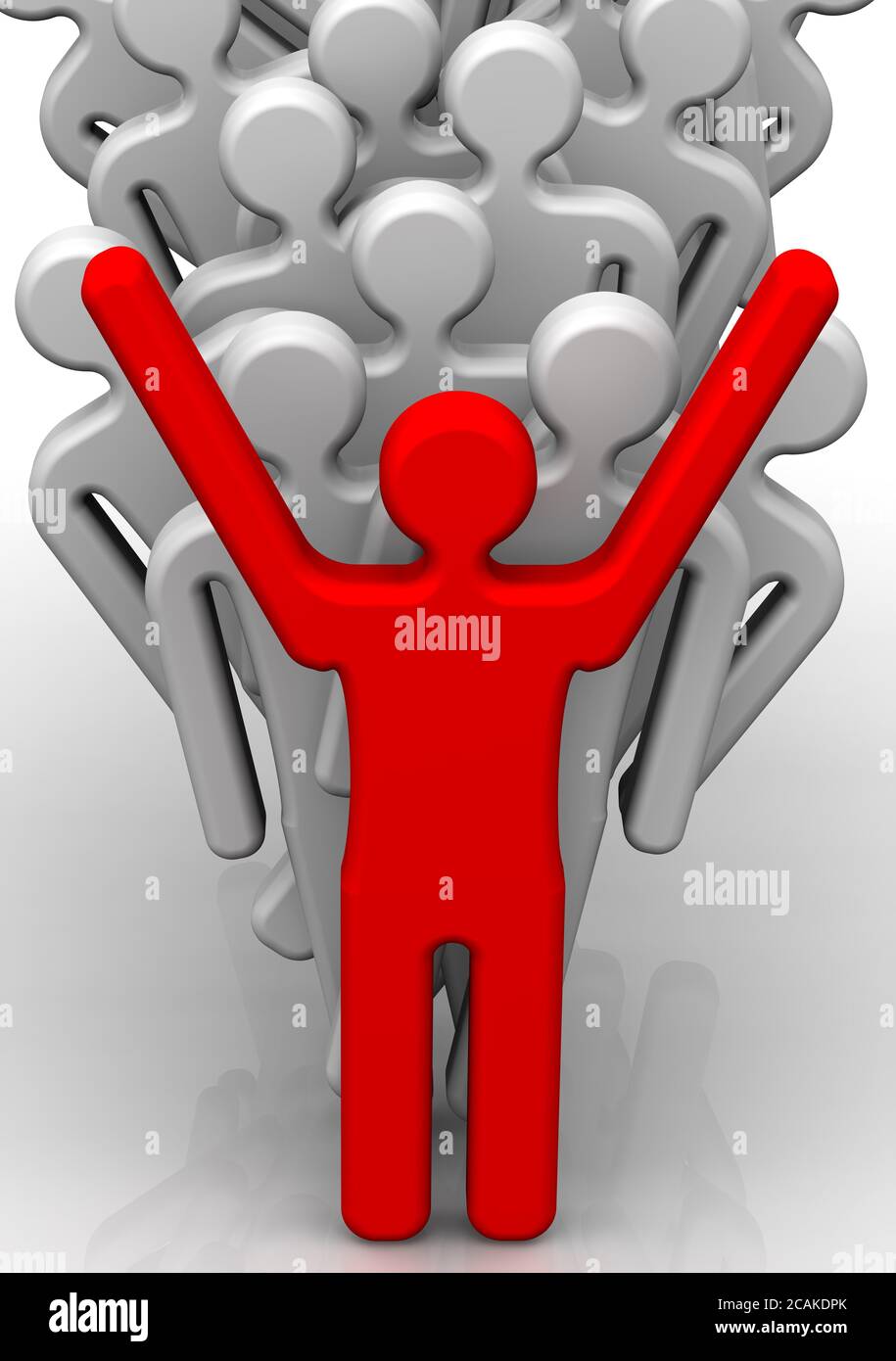 The team and teamwork. Group of symbolic men and red symbol of the ...