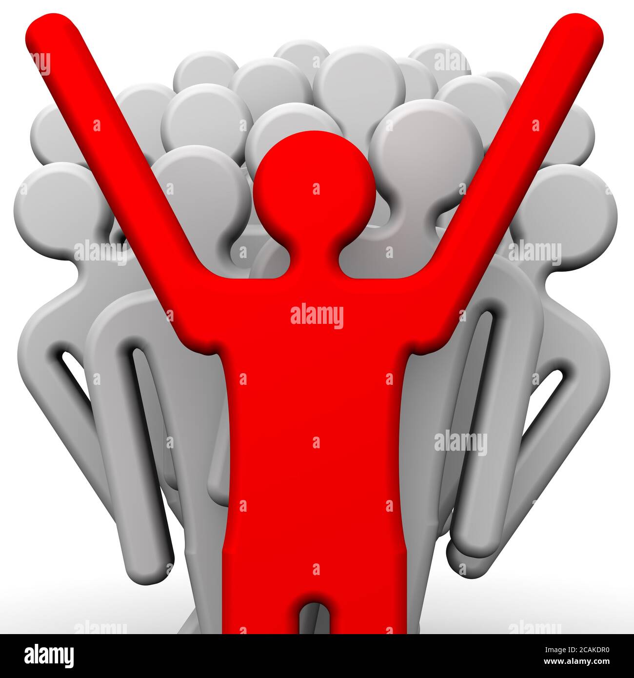 The team and teamwork. Group of symbolic men and red symbol of the ...
