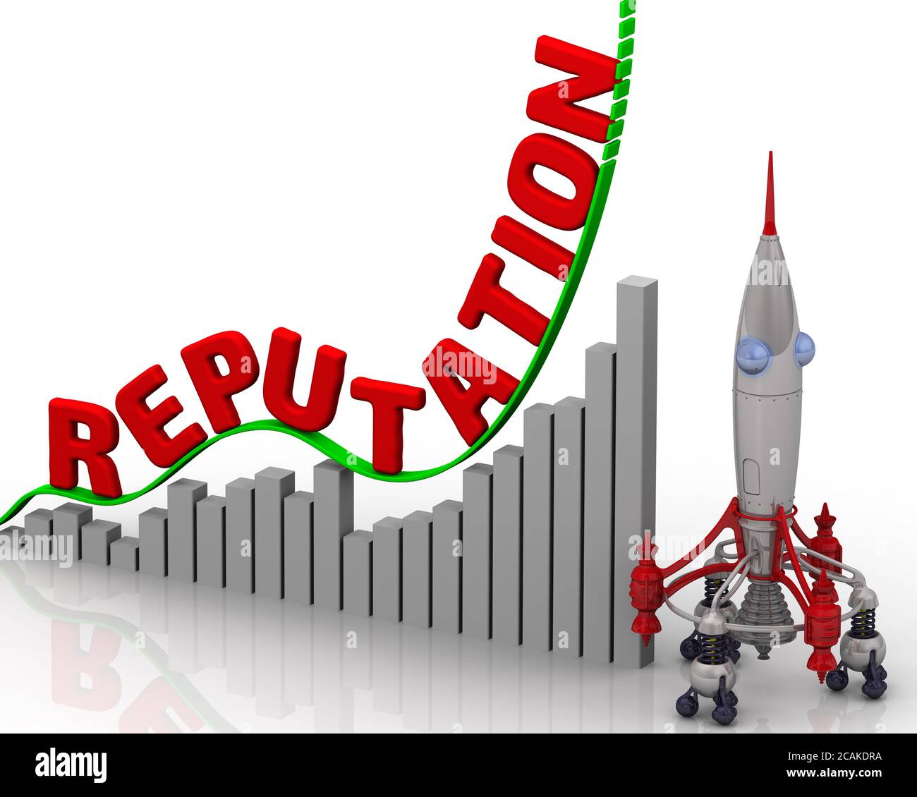 The graph of reputation growth. Graph of rapid growth with red word ...
