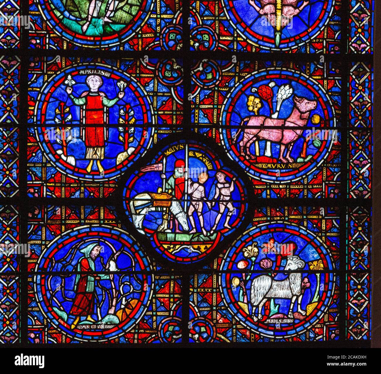 Stained glass window in Cathedral of Our Lady of Chartres, Chartres ...