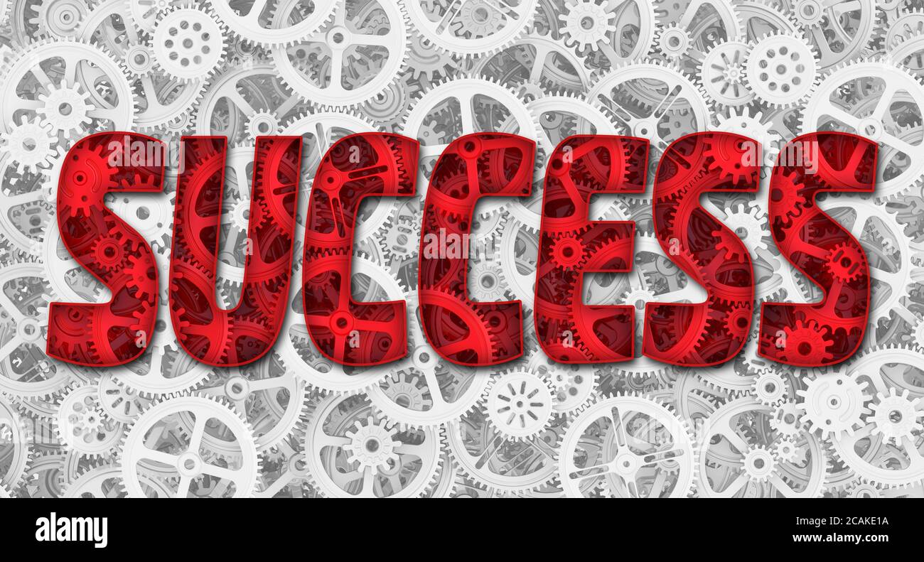 The success. Red word SUCCESS on the background of gears. Illustration ...